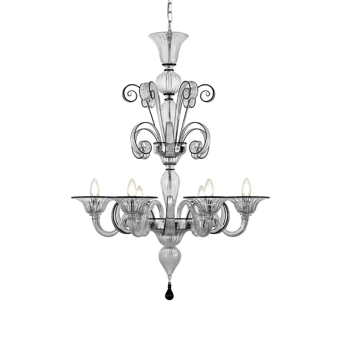 Chandelier 6 lights crystal and black finish | MULTIFORME Lighting